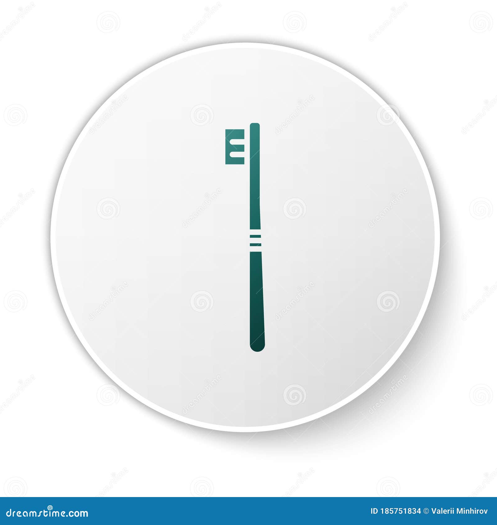 Green Toothbrush Icon Isolated on White Background. White Circle Button ...