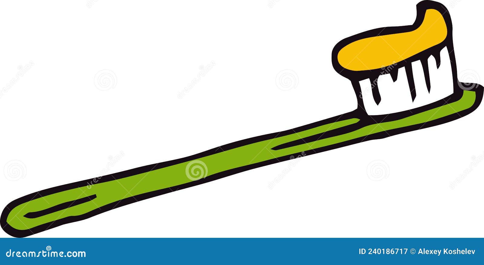 Green Toothbrush with Toothpaste Stock Vector - Illustration of hygiene ...