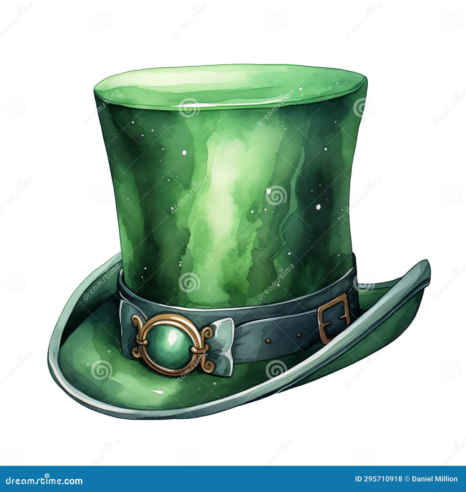 A green top hat watercolor stock illustration. Illustration of ...