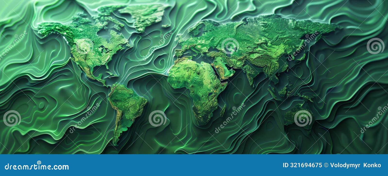 Green Topographic World Map with Contour Lines, Abstract Design Stock ...