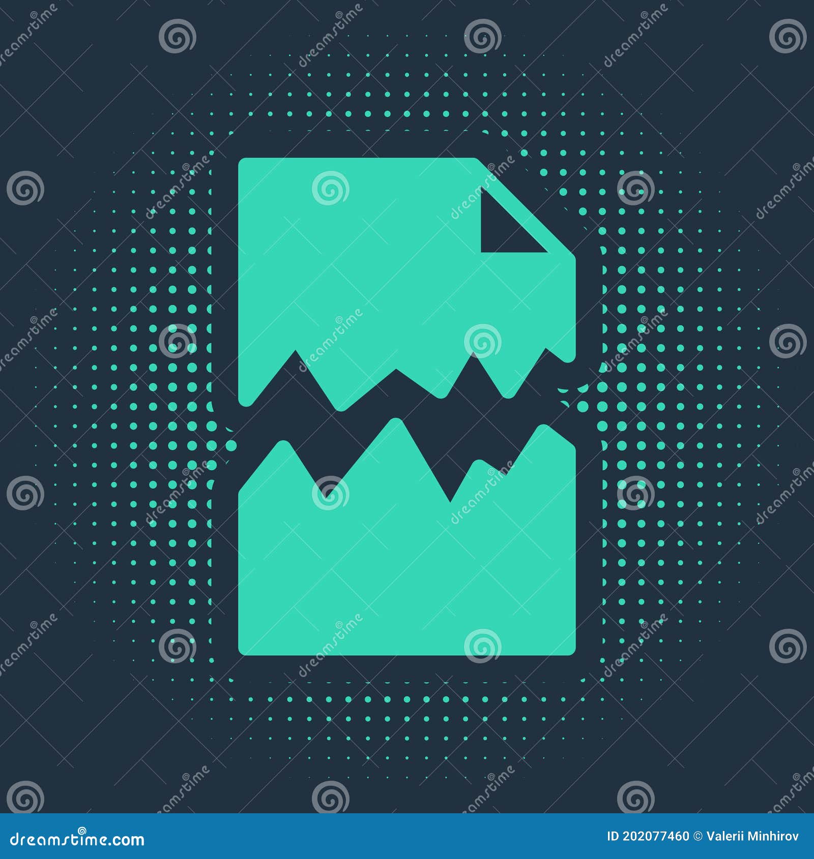 Green Torn Document Icon Isolated on Blue Background. Abstract Circle ...