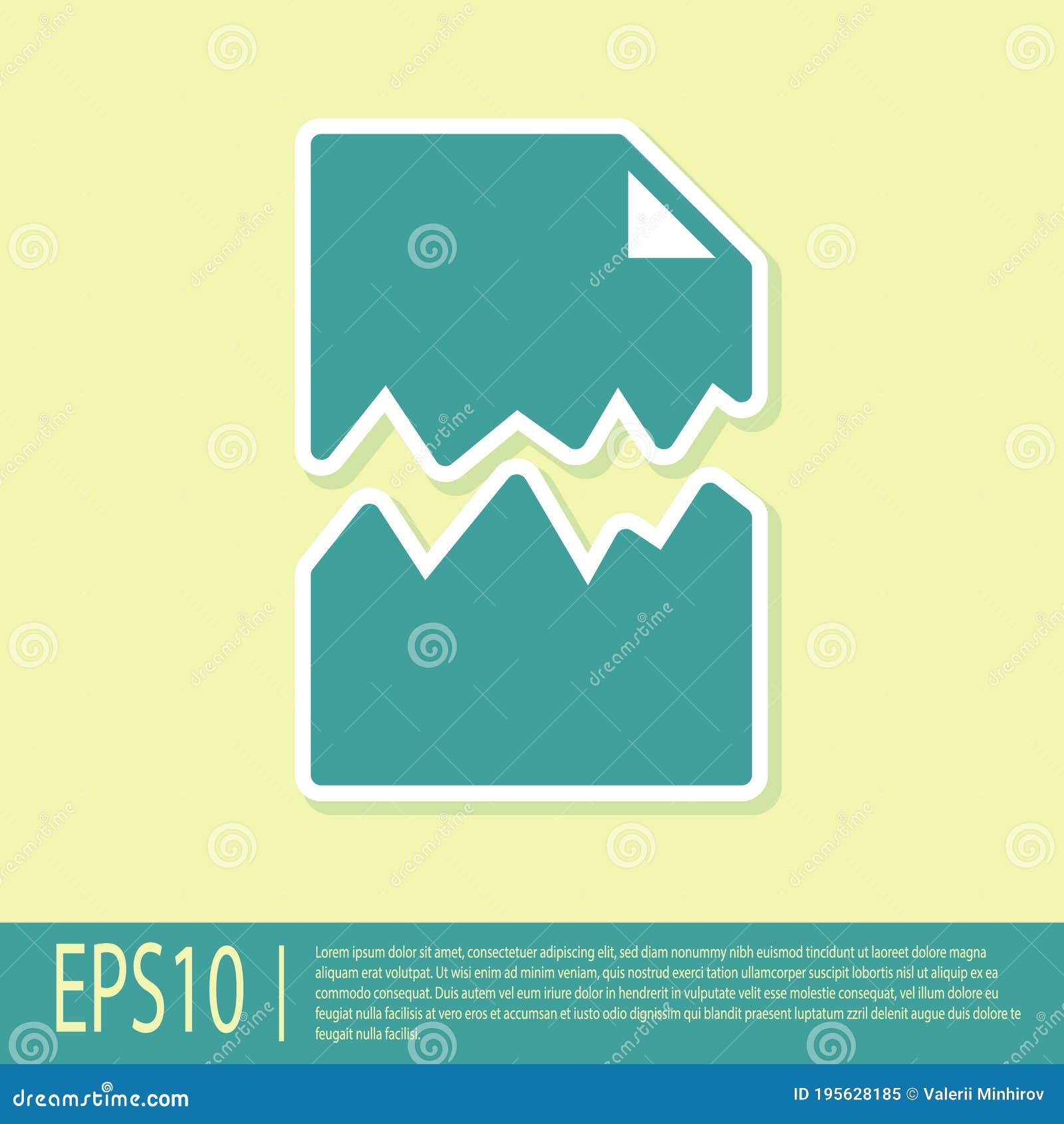 Green Torn Document Icon Isolated on Yellow Background. Vector Stock ...