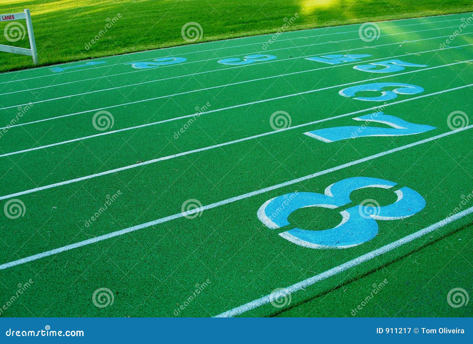 Green Track with Numbered Lanes. Stock Image - Image of green, minutes ...