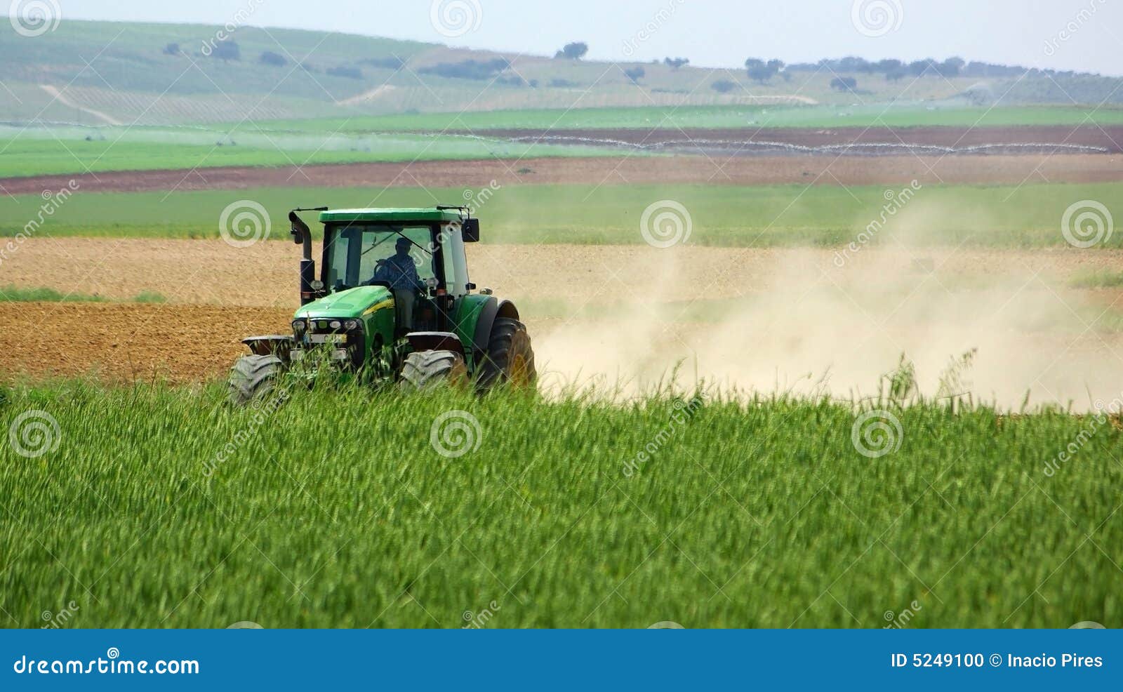 Green Tractor in the Field. Editorial Image - Image of nature, meadow ...