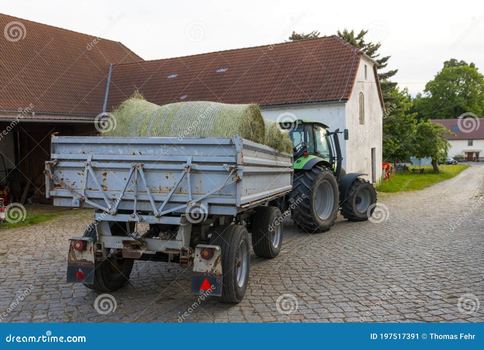A tractor with trailor stock image. Image of color, land - 197517391