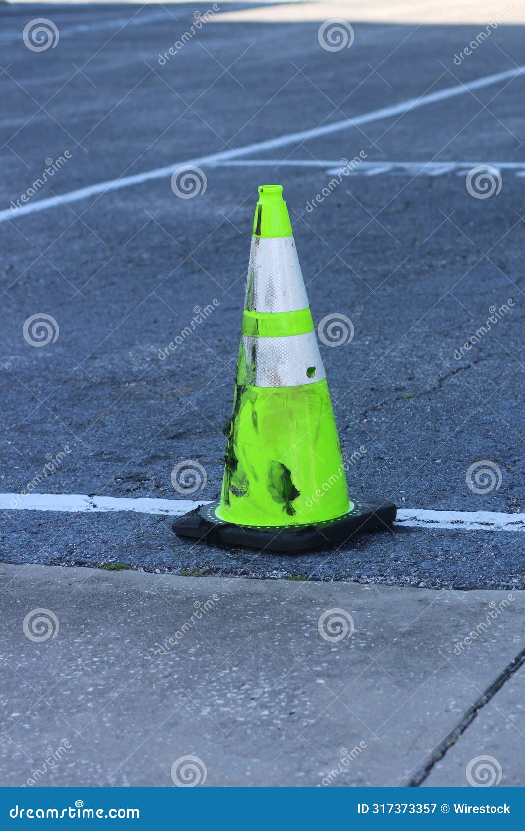 Green Traffic Cone on the Street Stock Image - Image of safety, symbol ...