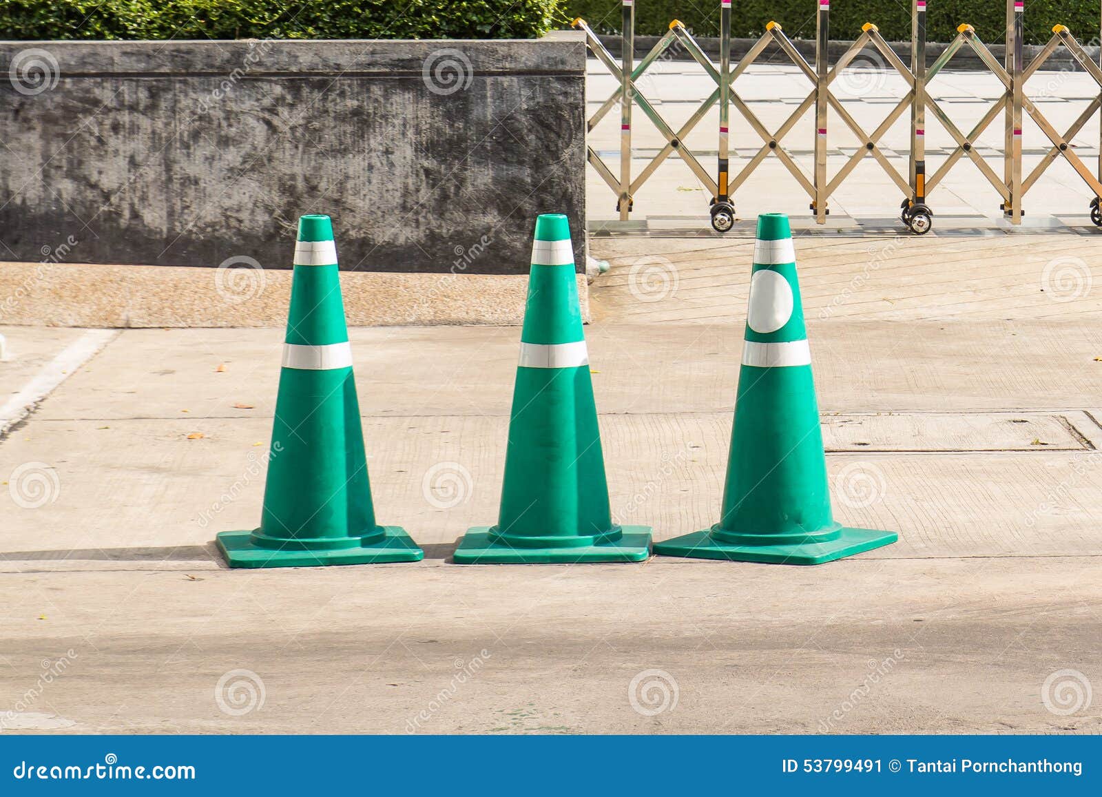 Green Traffic Cone on Street Stock Image - Image of green, outdoors ...