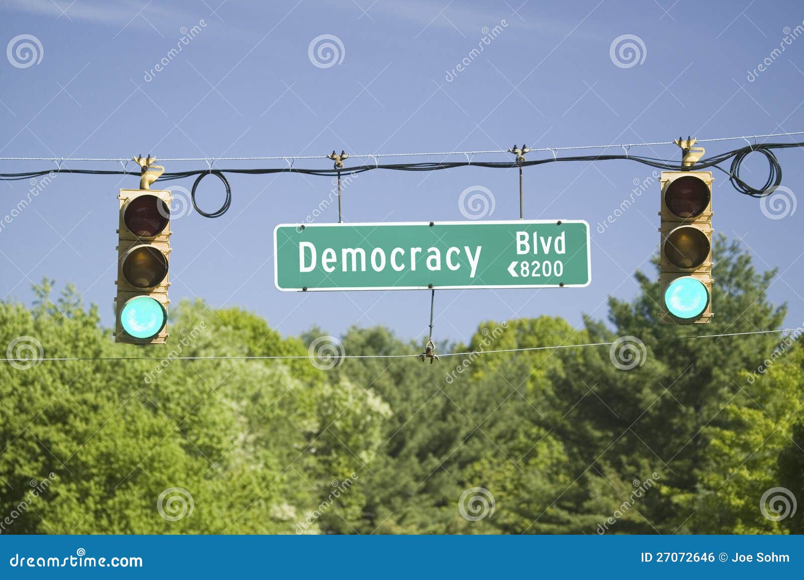 A Green Traffic Light on Democracy Blvd Stock Photo - Image of ...