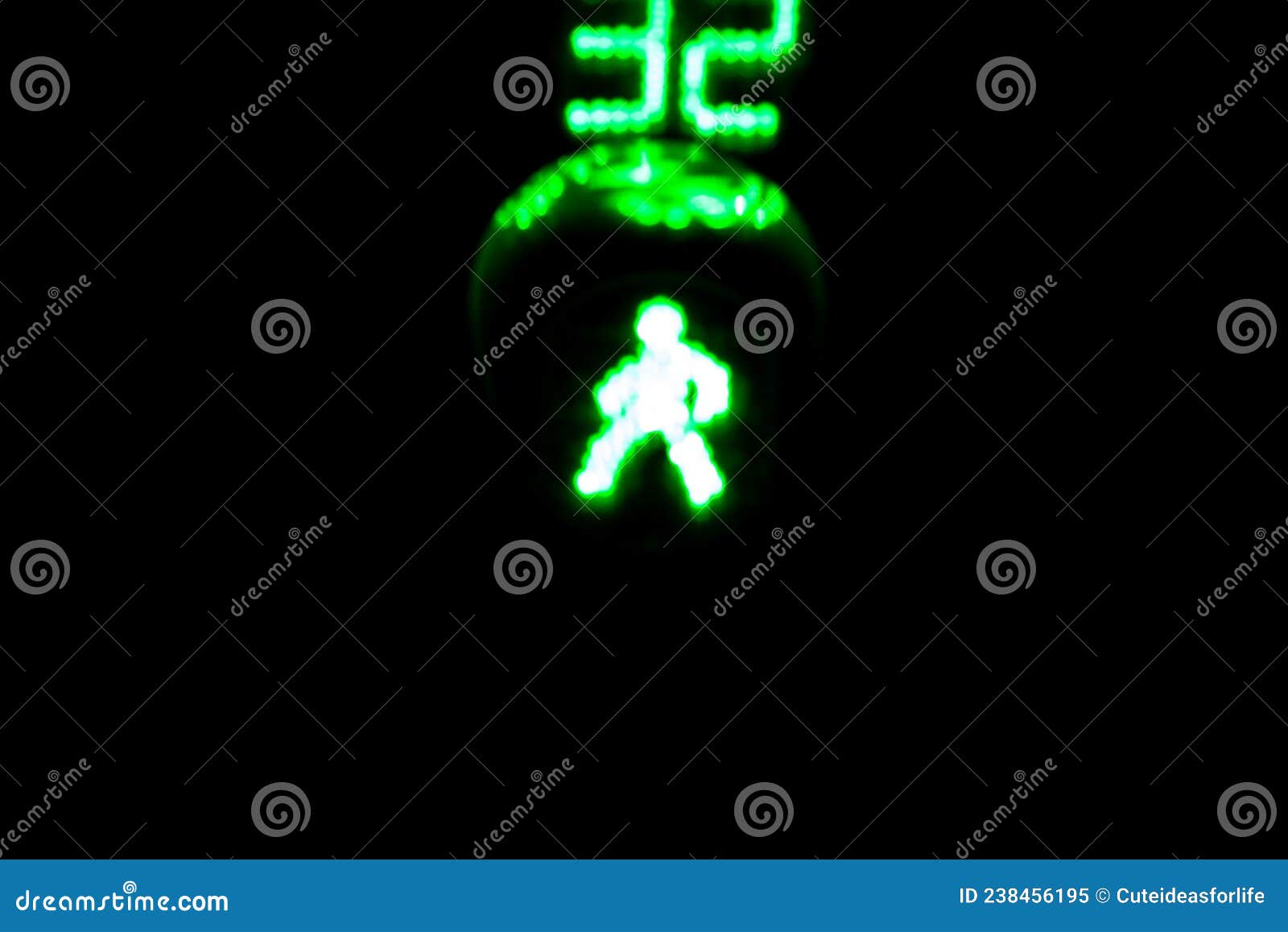Green Traffic Light Man at Night Stock Image - Image of night, lamp ...
