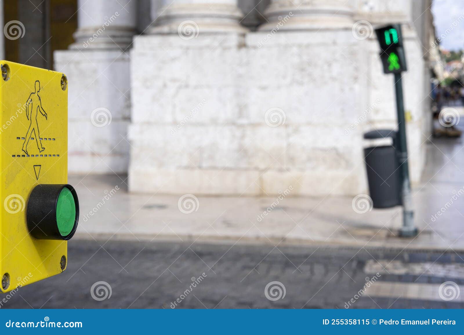 Green Traffic Light with Pedestrian Crossing Control Button Counting ...