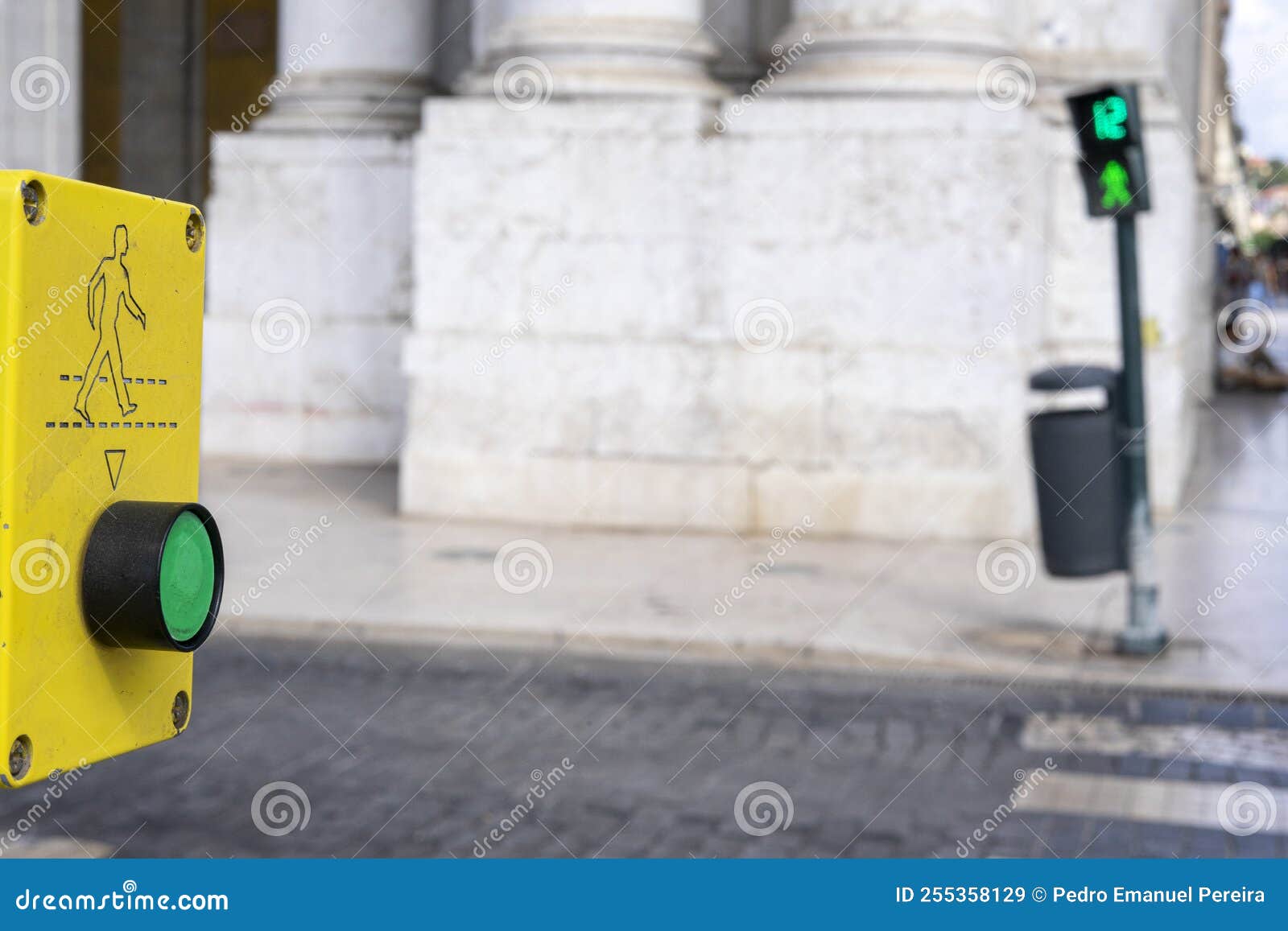 Green Traffic Light with Pedestrian Crossing Control Button Counting ...