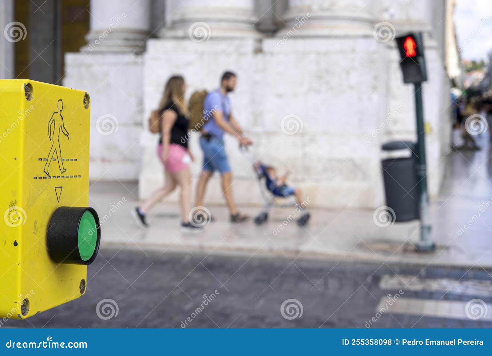 Red Traffic Light with Pedestrian Crossing Control Button Stock Photo ...
