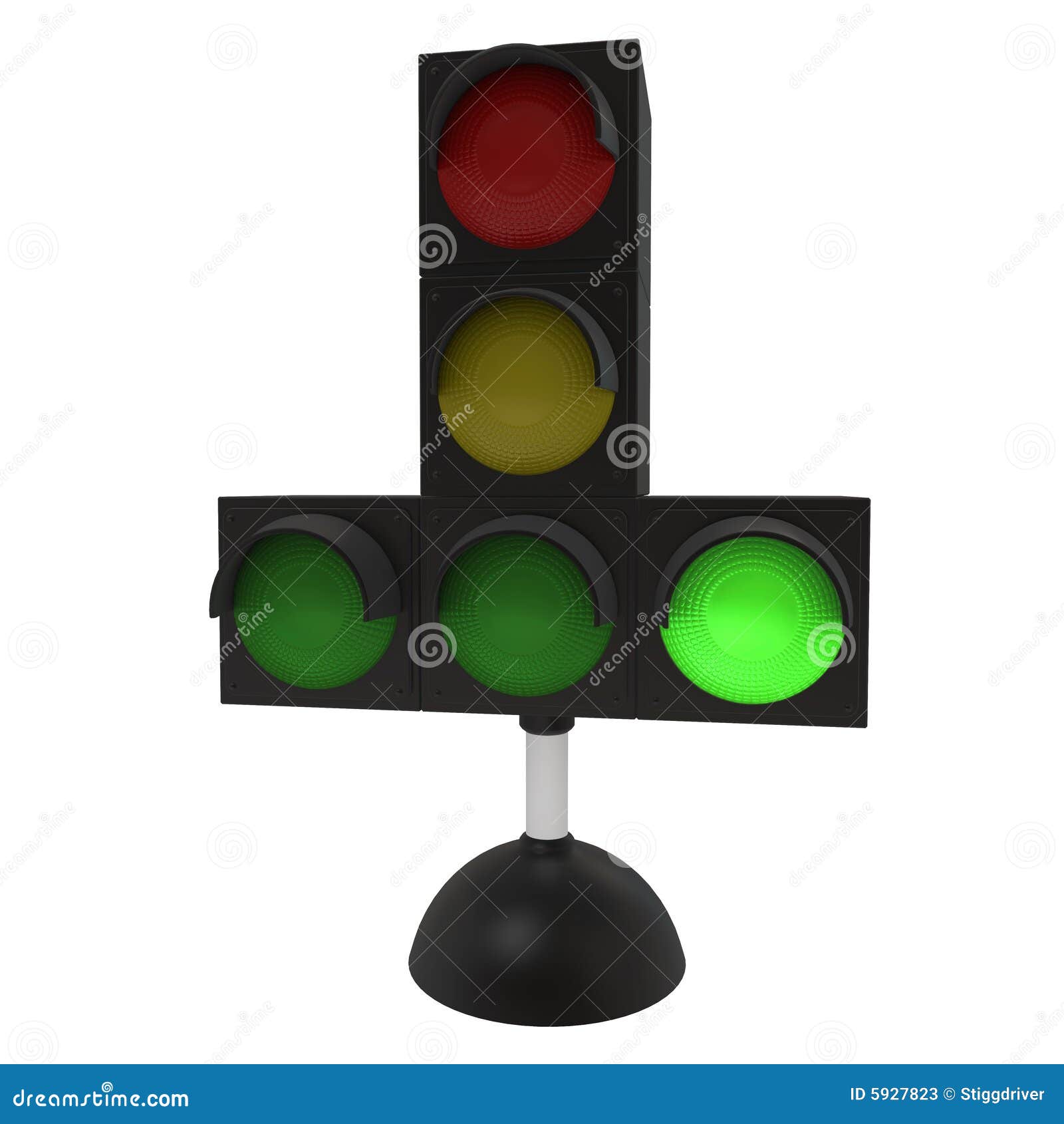 Green Traffic Light Right Sign Stock Illustration - Illustration of ...