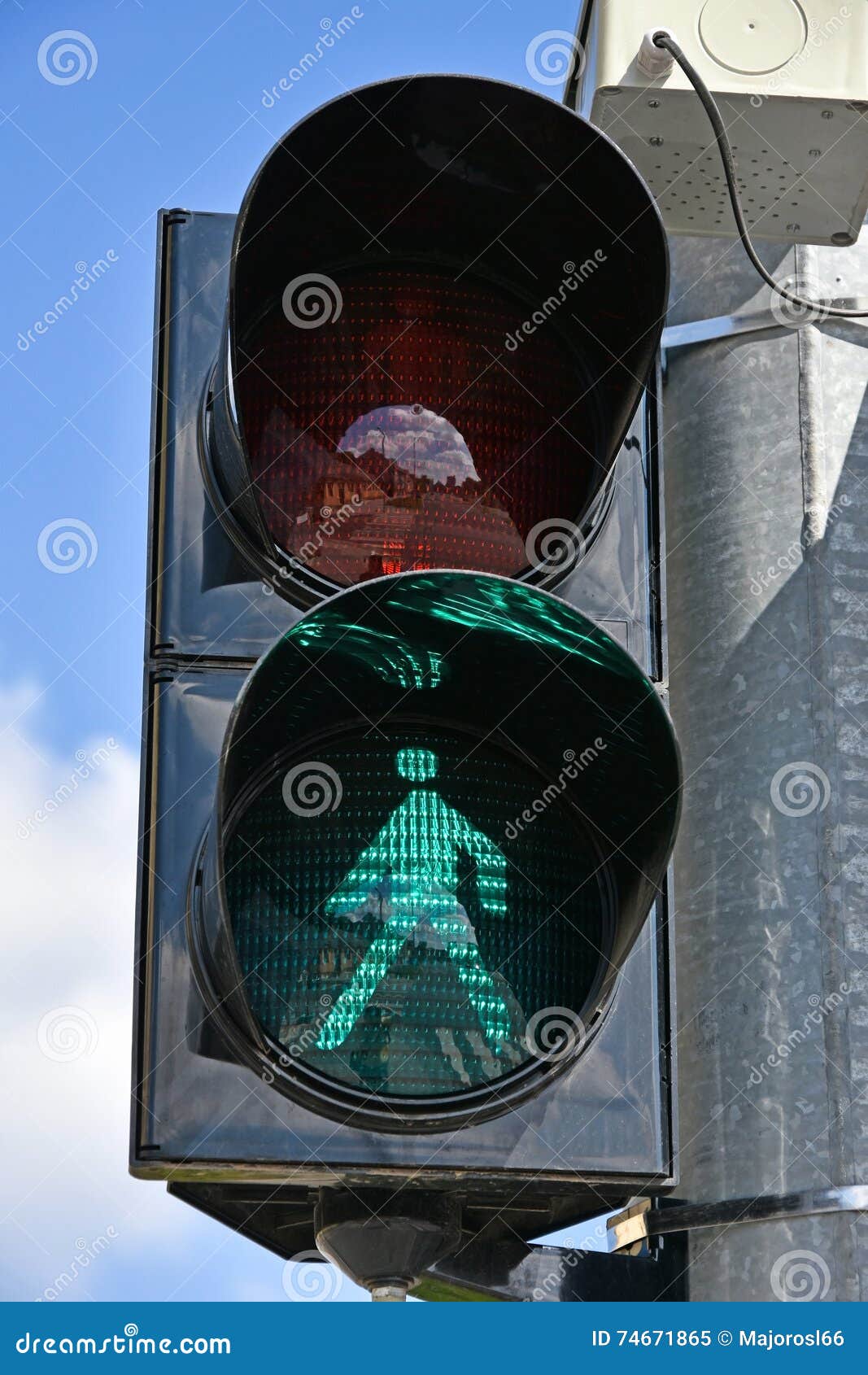 Green Traffic Light at the Road Cossing Stock Image - Image of signal ...
