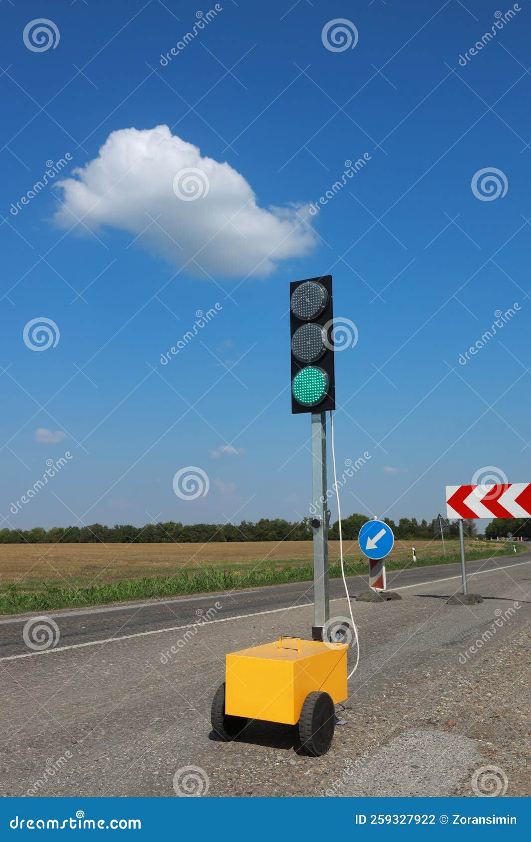 Green Traffic Light and Road Works Stock Photo - Image of electrical ...