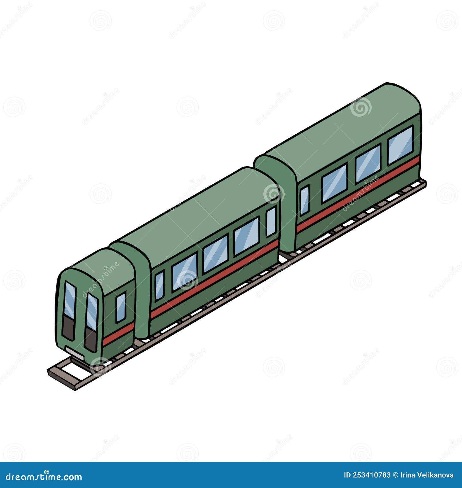 Green Train Carriages on Rails Vector Stock Vector - Illustration of ...