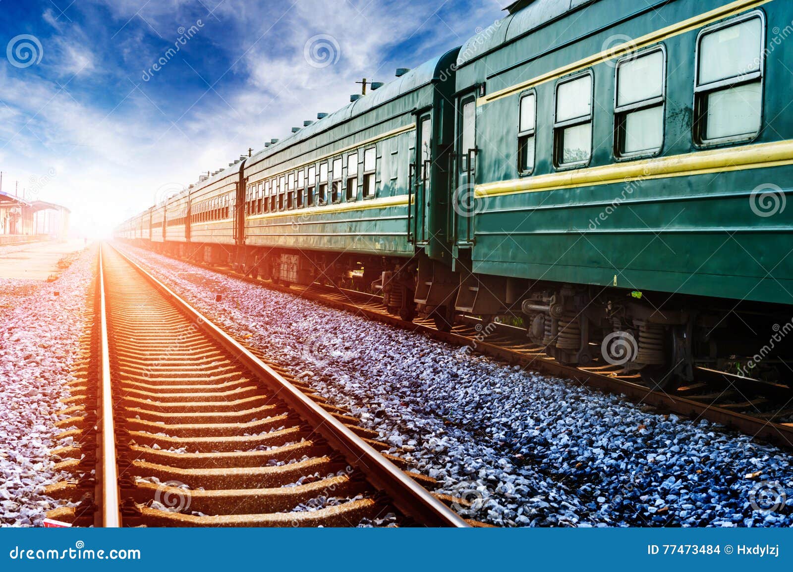 Green Train Stopped in a Small Old Flow Platform Stock Photo - Image of ...