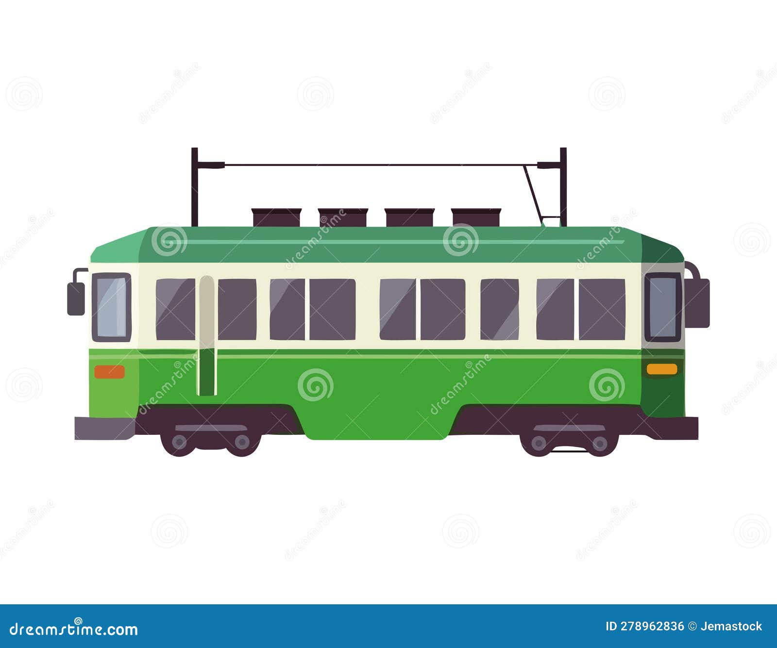 Green Tram Transport Isolated Stock Vector - Illustration of trolley ...