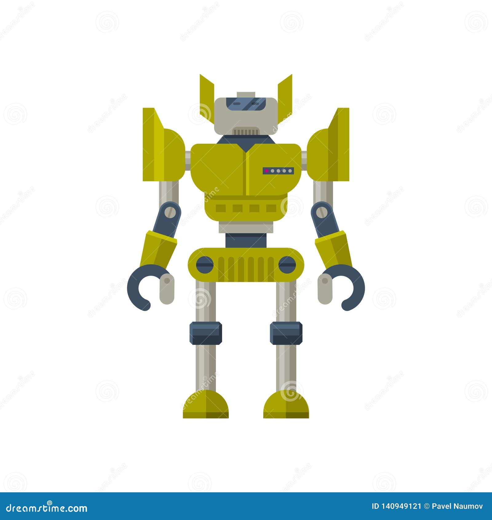 Green Transformer with Claw Hands. Steel Humanoid Robot. Artificial ...