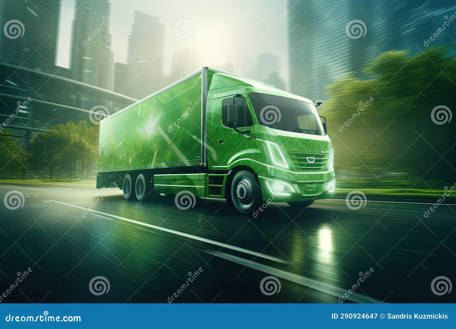 Green Transportation Concept with Delivery Truck. Generative AI Stock ...