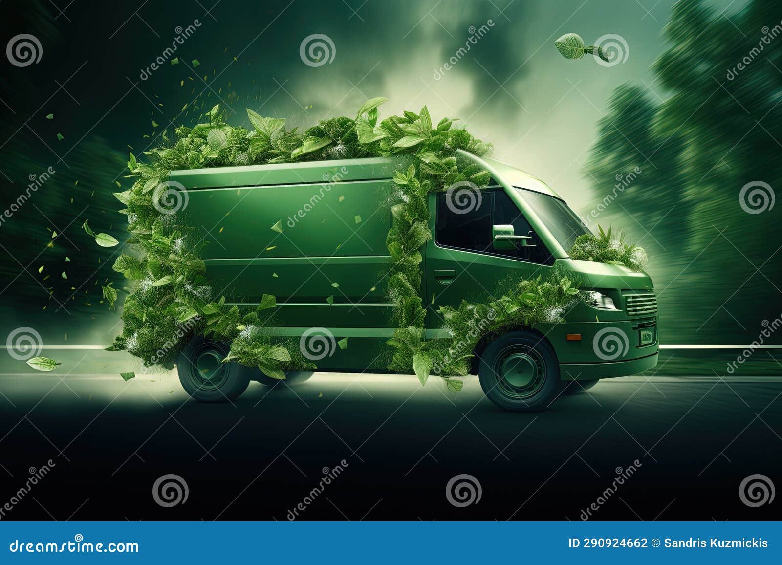 Green Transportation Concept with Delivery Truck. Generative AI Stock ...