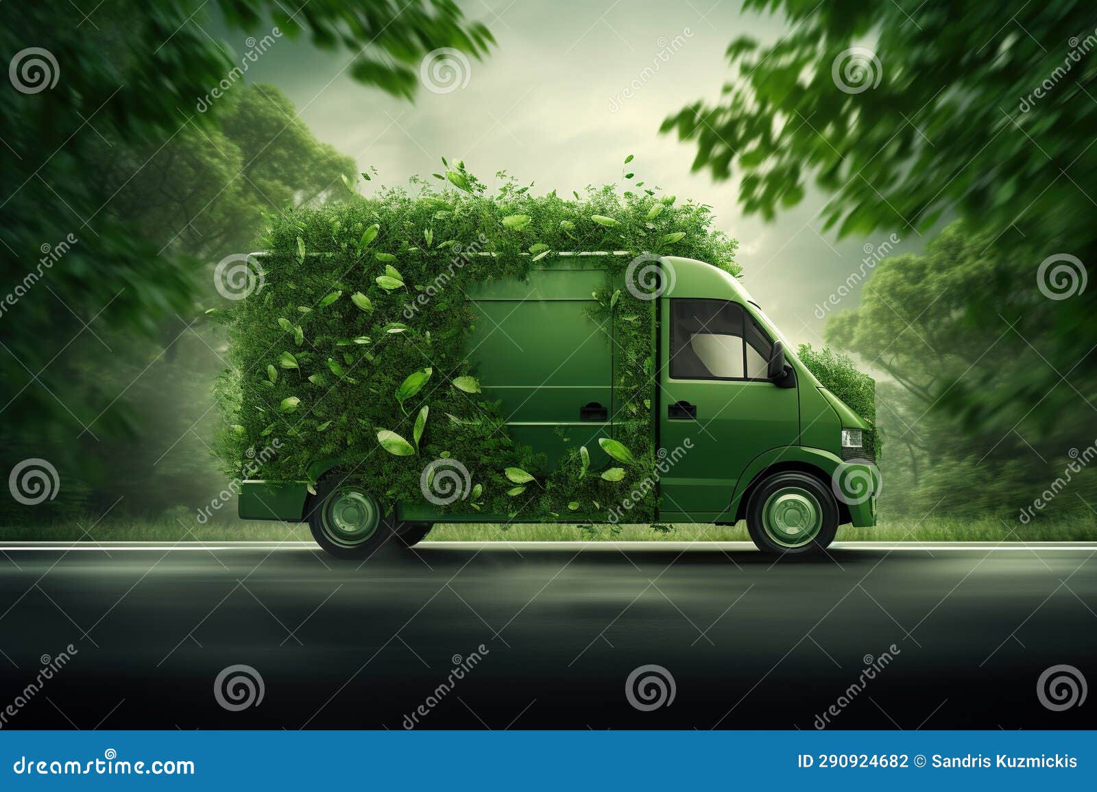 Green Transportation Concept with Delivery Truck. Generative AI Stock ...