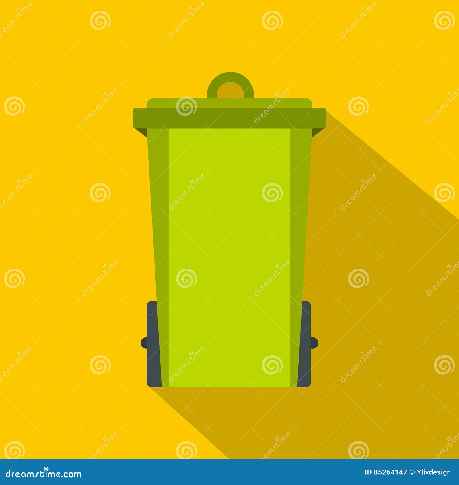 Green Trash Bin Icon, Flat Style Stock Vector - Illustration of ...
