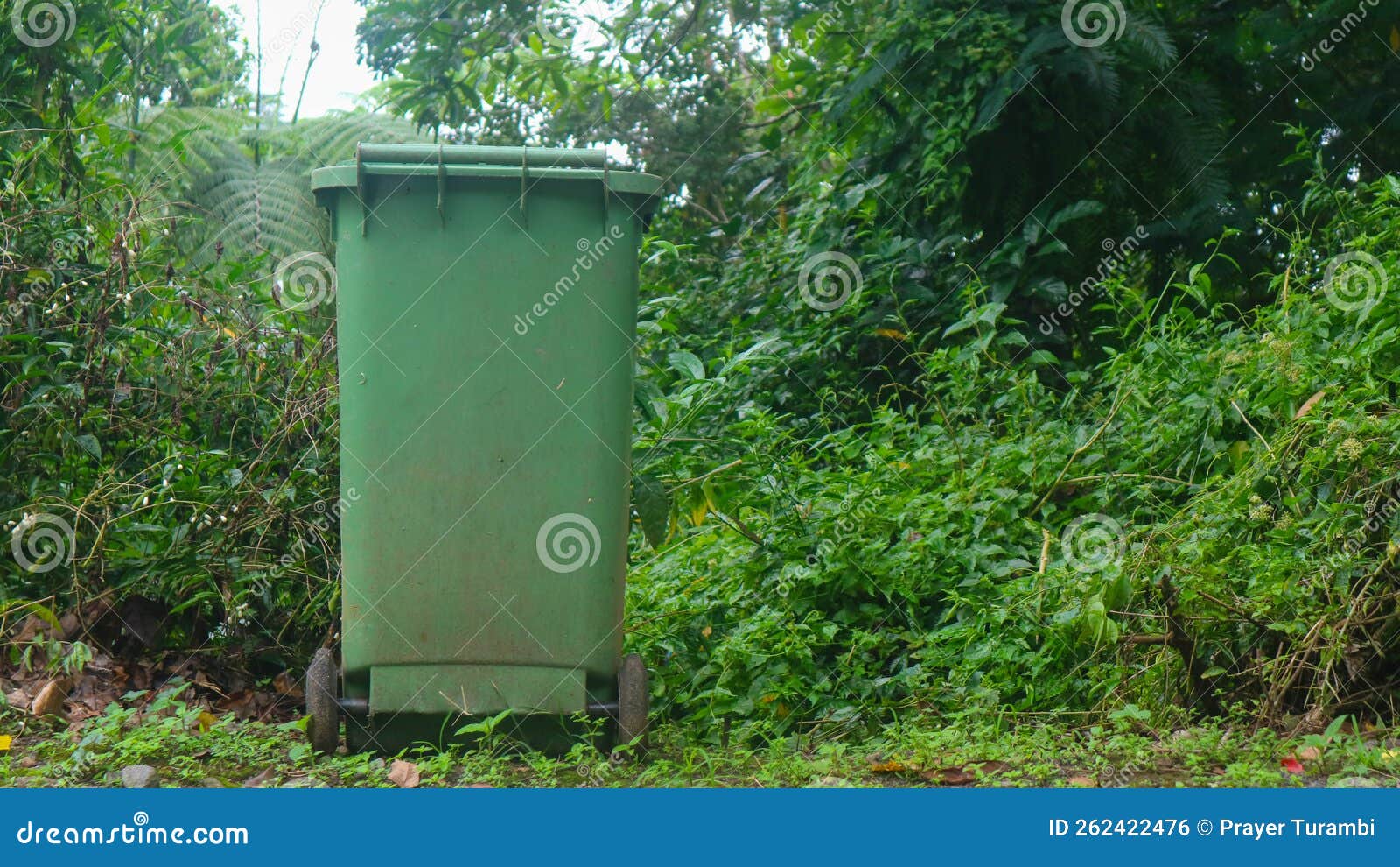 Green Trash Can in Tourist Spot Stock Photo - Image of responsibility ...