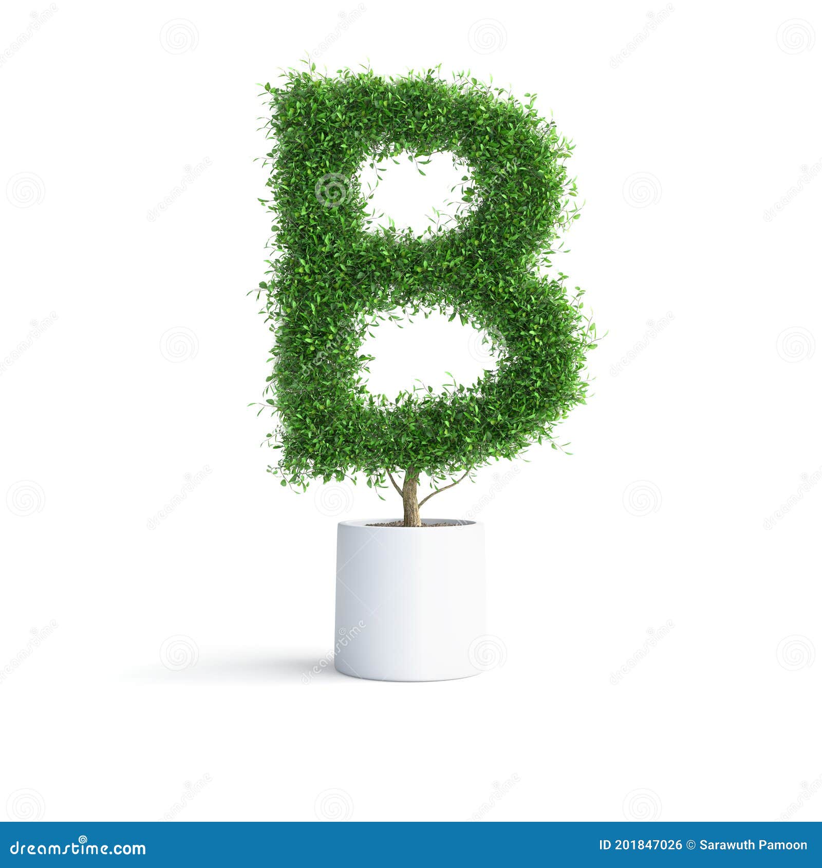 Green Tree Alphabet Letter B with Clipping Path Stock Illustration ...