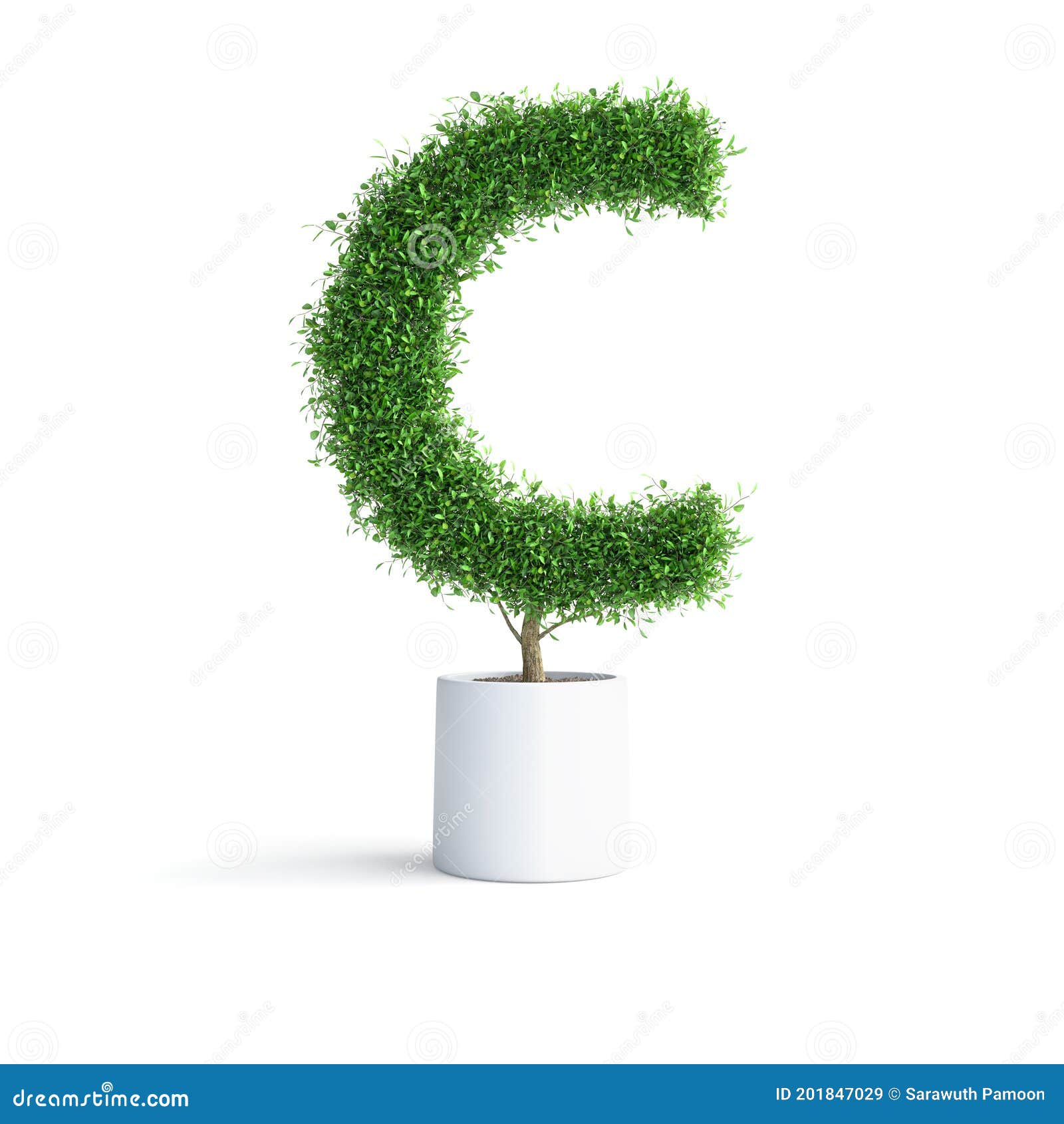 Green Tree Alphabet Letter C with Clipping Path Stock Illustration ...
