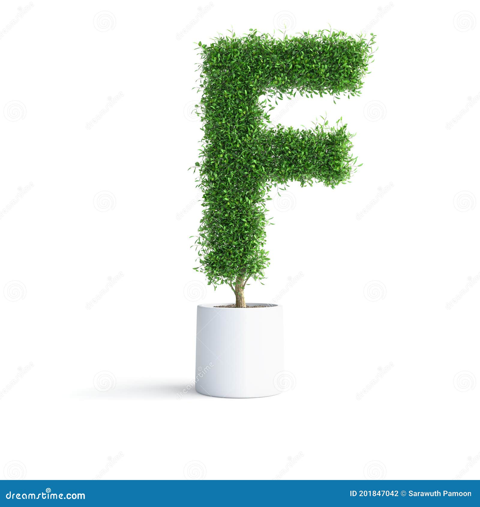 Green Tree Alphabet Letter F with Clipping Path Stock Illustration ...