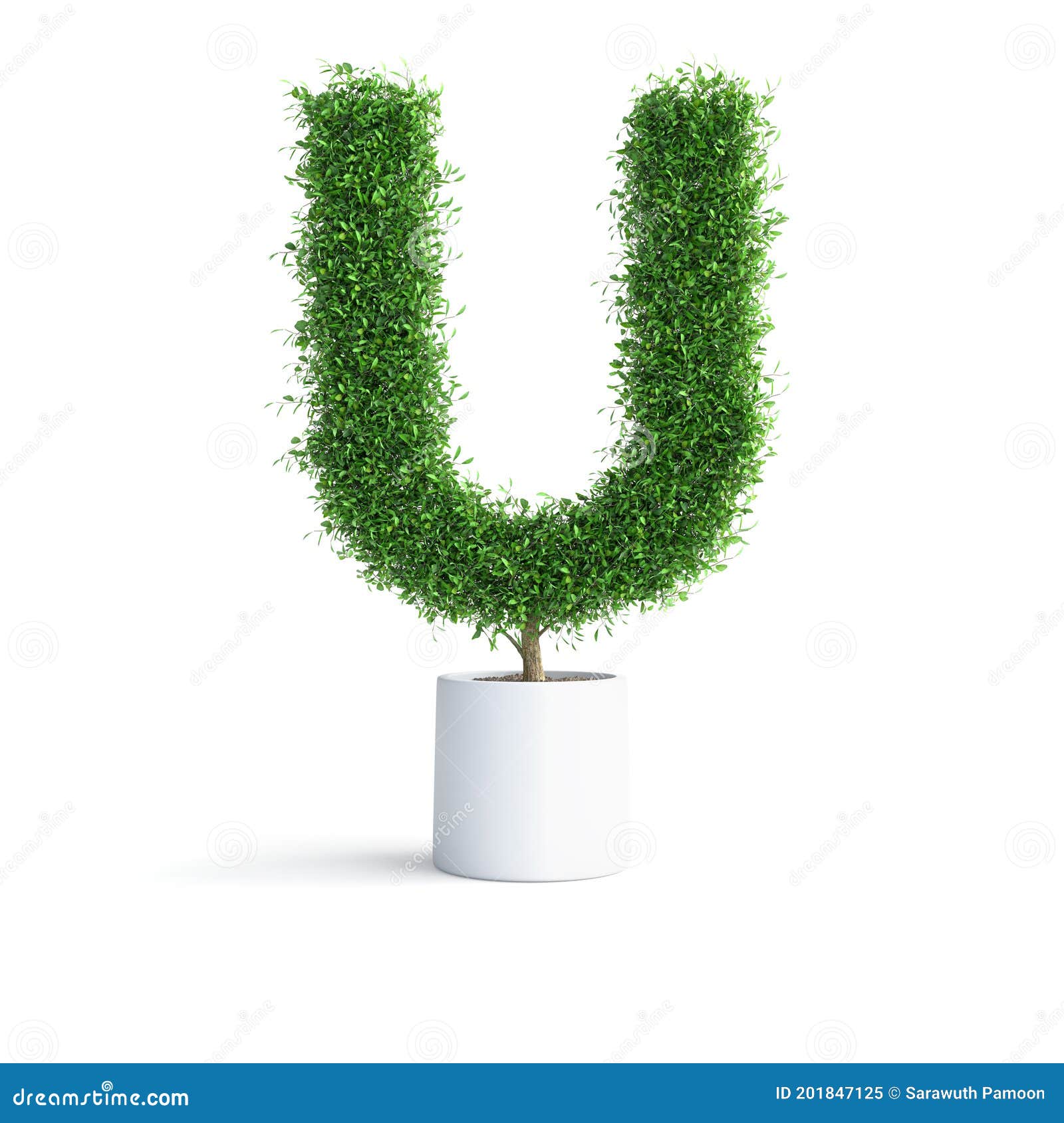 Green Tree Alphabet Letter U with Clipping Path Stock Illustration ...