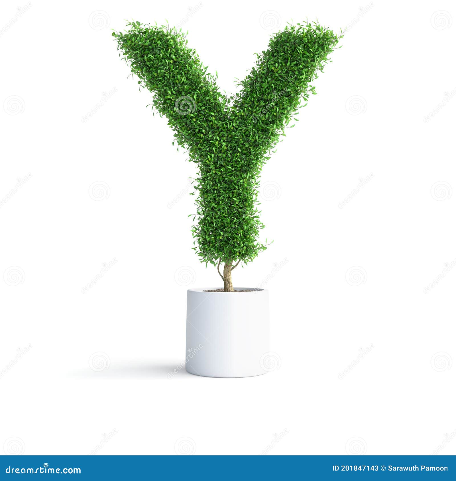 Green Tree Alphabet Letter Y with Clipping Path Stock Illustration ...