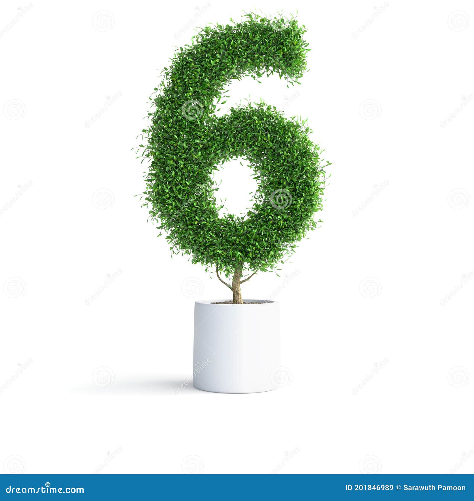 Green Tree Alphabet Number 6 Stock Illustration - Illustration of font ...