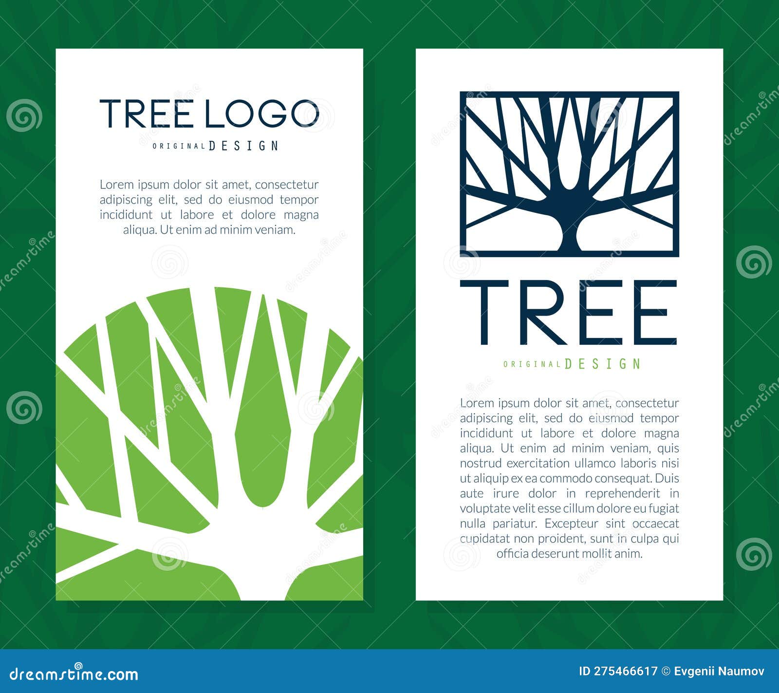 Green Tree Banner Design with Logo and Text Sample Vector Template ...