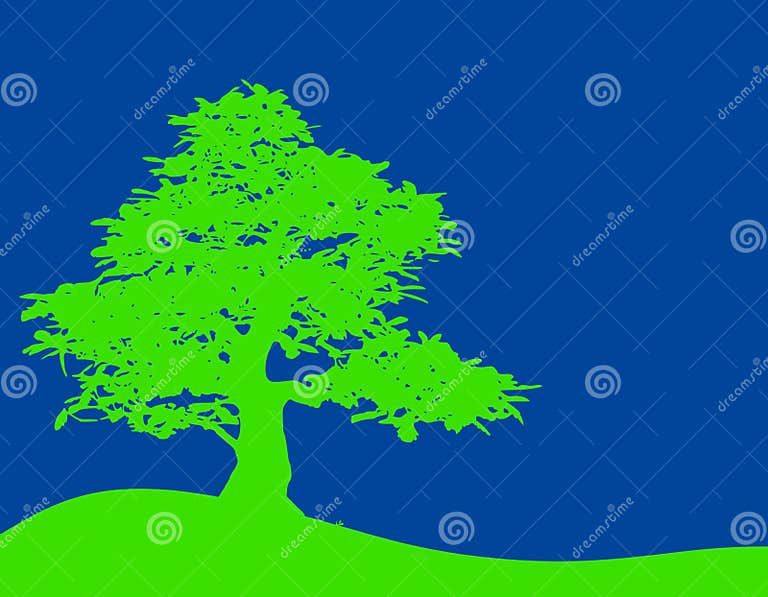 Green Tree Blue Sky Background Stock Illustration - Illustration of ...