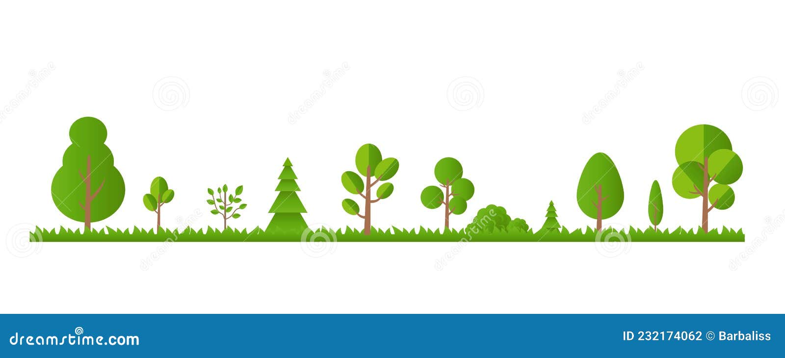 Green Tree Border Isolated with White Background Stock Vector ...
