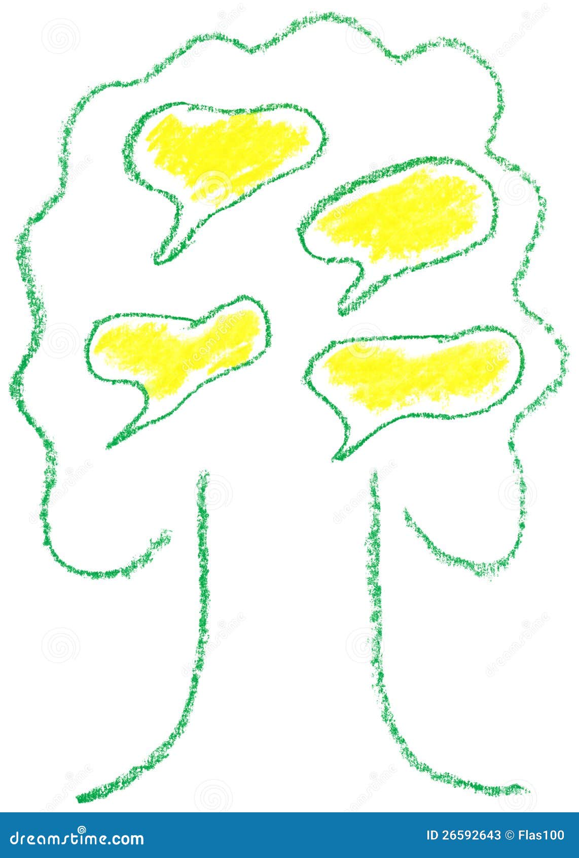 Green Tree with Bubble Speeches Stock Illustration - Illustration of ...