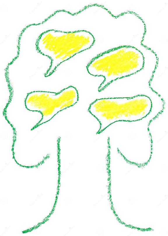 Green Tree with Bubble Speeches Stock Illustration - Illustration of ...
