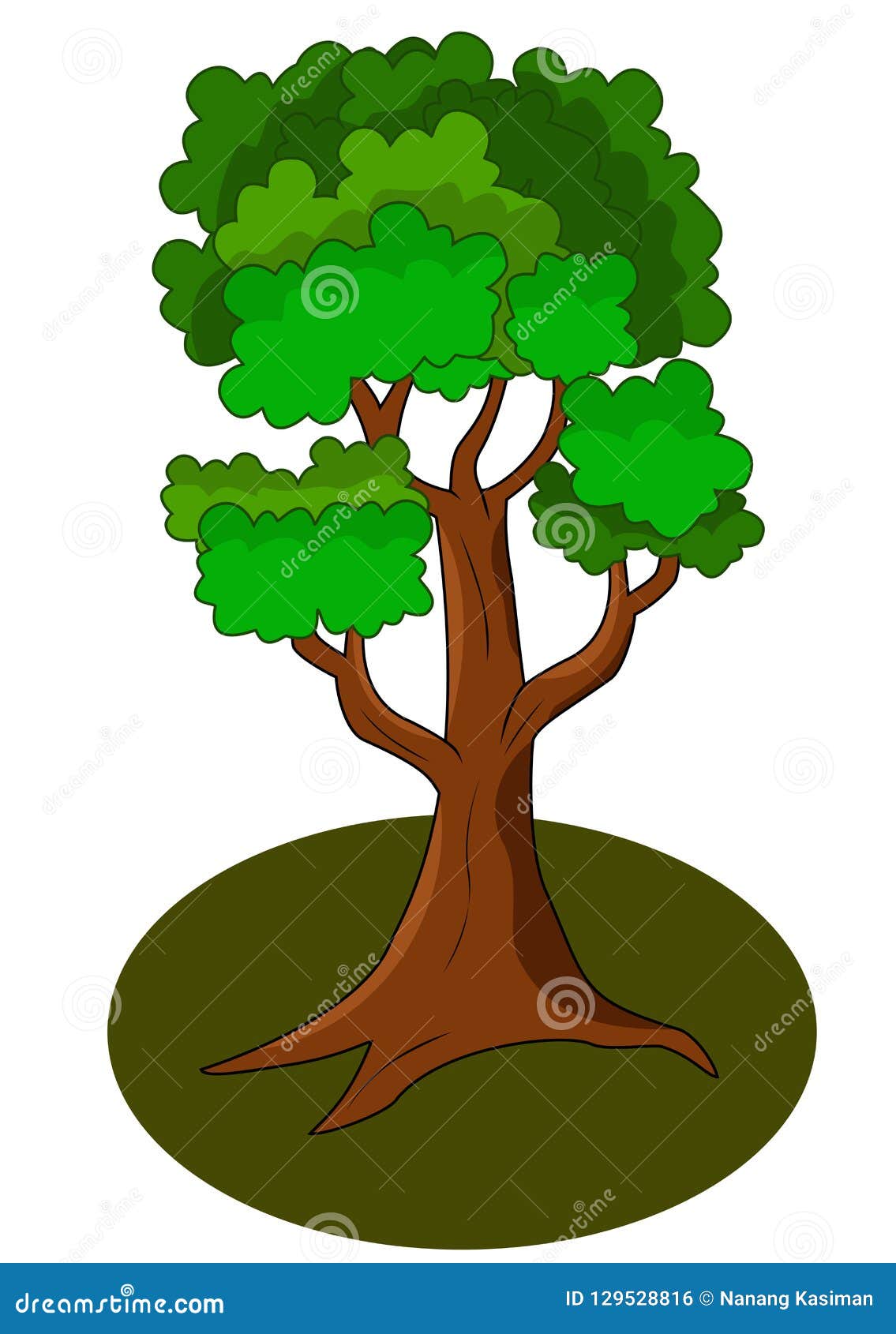 Green tree cartoon stock vector. Illustration of ground - 129528816