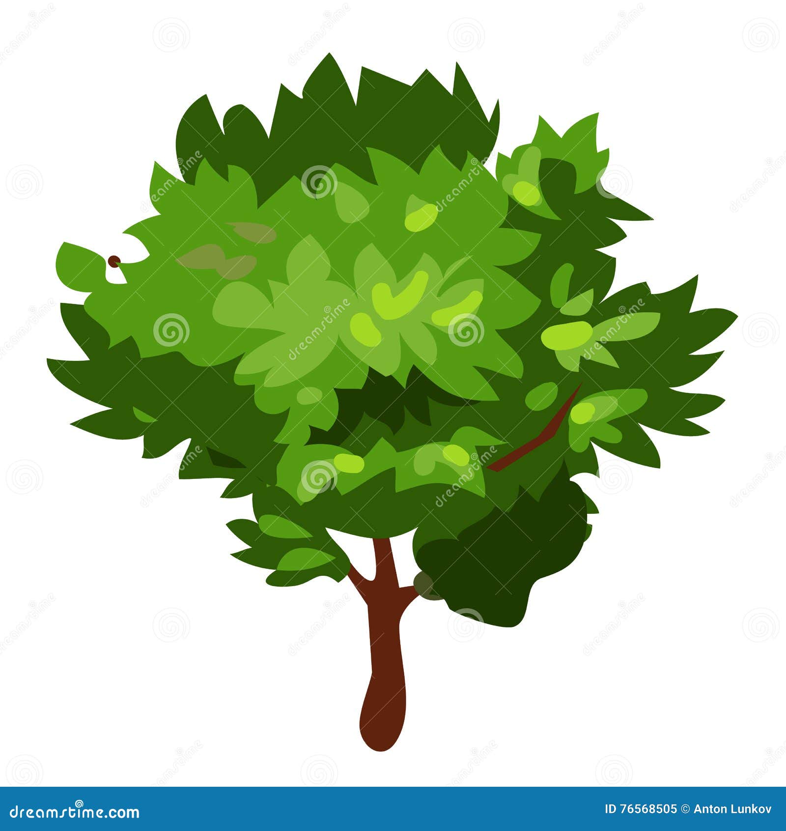 Green Tree in Cartoon Style on White Background Stock Vector ...