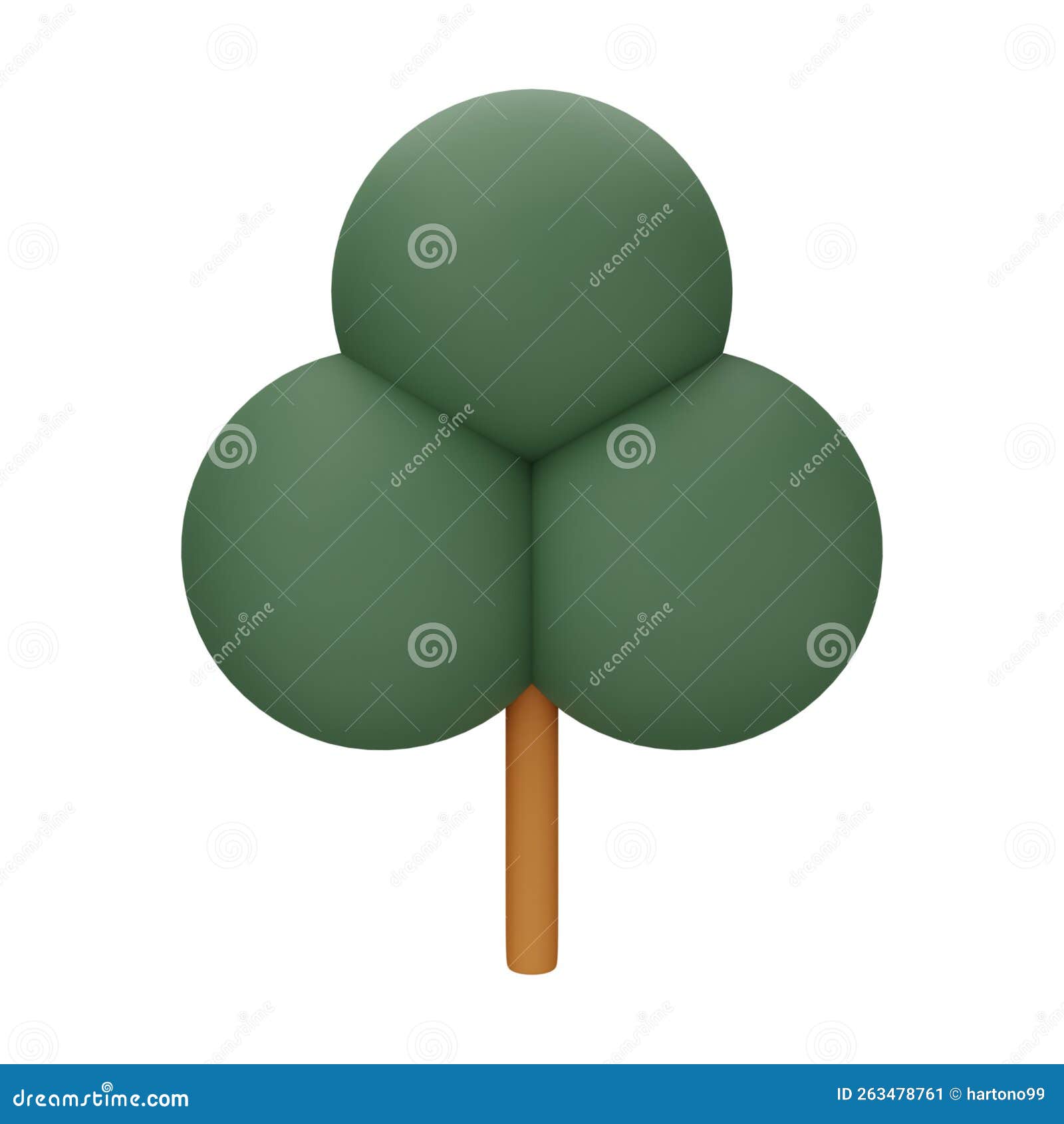 Green Tree 3D Illustration Isolated on White Background Stock ...