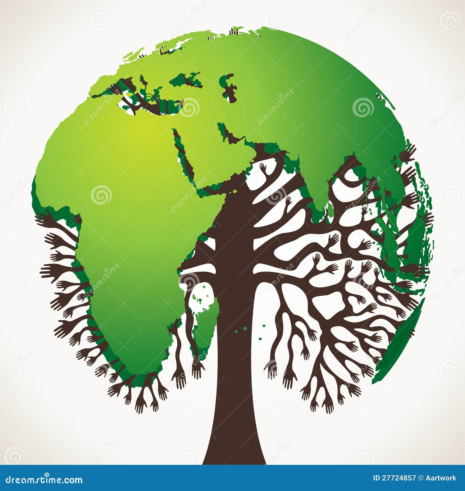 Green Tree Design with World Map Stock Vector - Illustration of ...