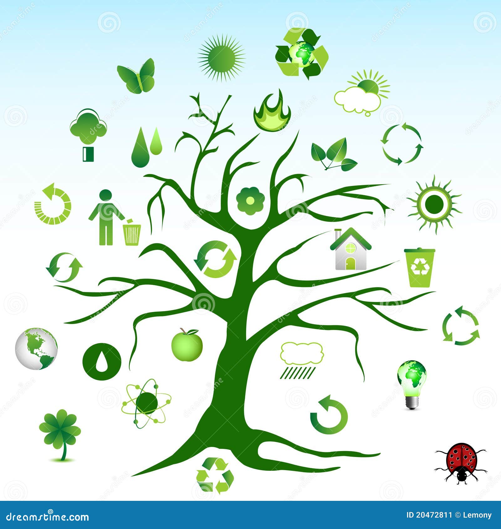 Green Tree and Environmental Icons Stock Vector - Illustration of arrow ...