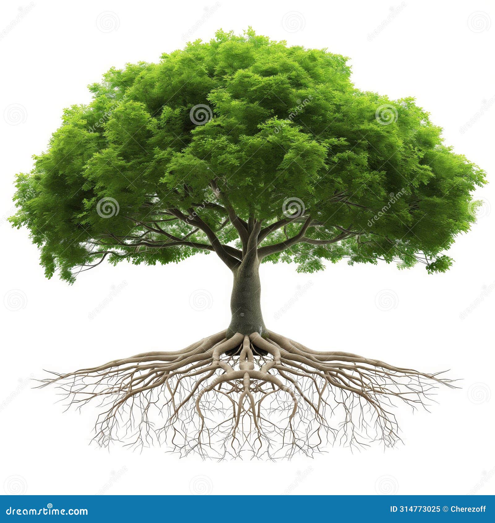 Green Tree with Exposed Roots Stock Image - Image of foliage, lush ...