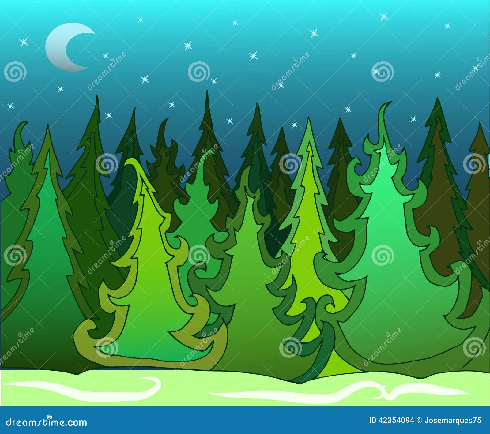 Green tree forest design. stock illustration. Illustration of hand ...