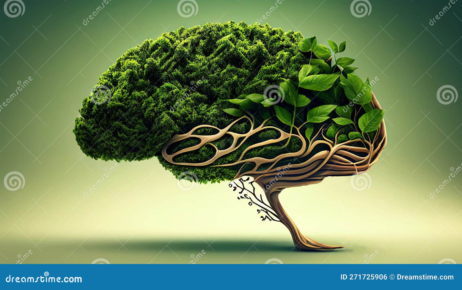 Green Tree in Form of Human Brain. Green Thinking Concept Stock ...