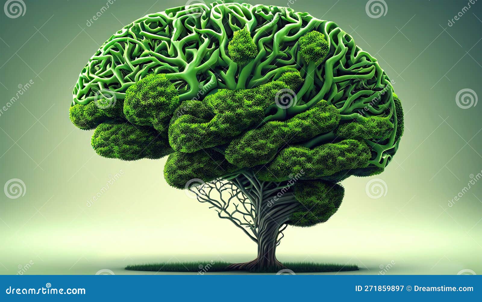 Green Tree in Form of Human Brain. Green Thinking Concept Stock ...