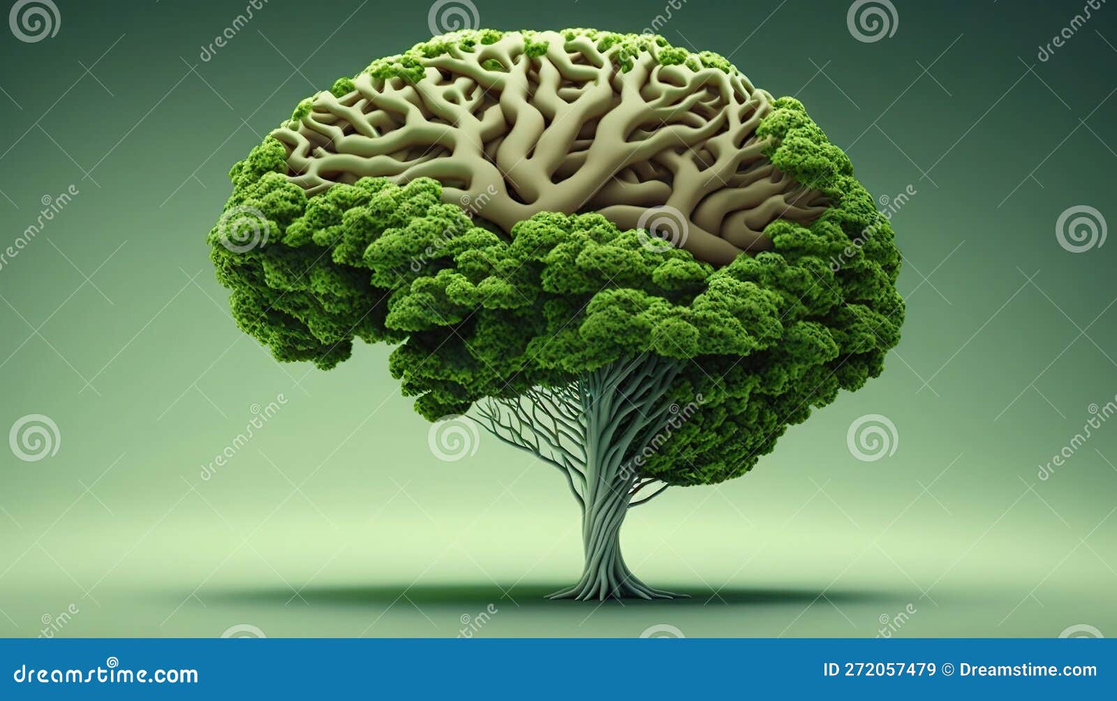 Green Tree in Form of Human Brain. Green Thinking Concept Stock ...