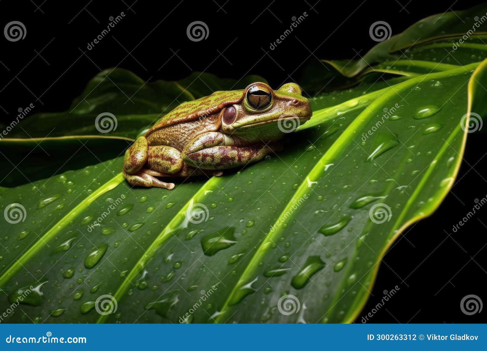 Green Tree Frog Sheltering from Rain. Generative AI Stock Photo - Image ...